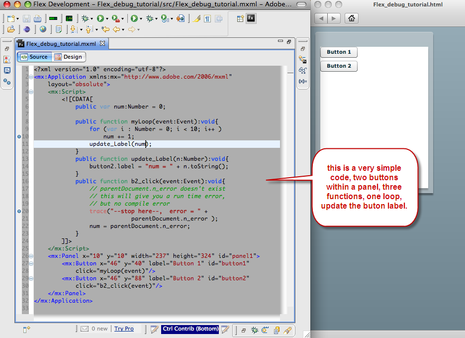 using Adobe Flex debugger