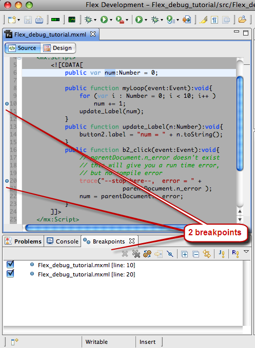 using Adobe Flex debugger